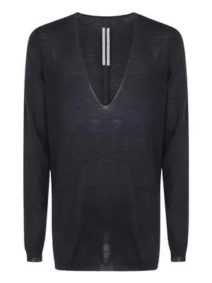 Rick Owens V-neck Wool Sweater - Black
