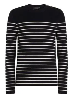 Dolce & Gabbana Striped Turtleneck Sweater With Button Detailing - Multi-color