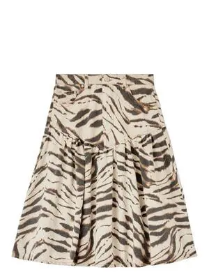 GANNI Ganni Printed Denim Skirt Egret