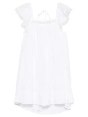 GANNI Broderie Anglaise Mini Dress With Ruffled Sleeves - White