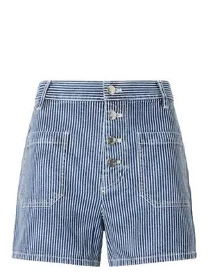 NILI LOTAN Harley Striped Denim Shorts - Blue