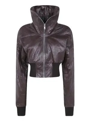 Rick Owens Cropped Zip-up Bomber Jacket - Black