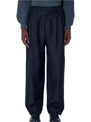 SSSTEIN Wide Leg Pleated High-waisted Trousers - Black