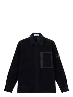 Stone Island Logo Patch Corduroy Shirt - Navy Blue