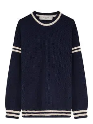 GOLDEN GOOSE Logo Detailed Striped Jumper - Blue