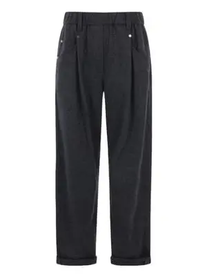 Brunello Cucinelli Straight-leg Trousers With Elastic Waistband - Grey