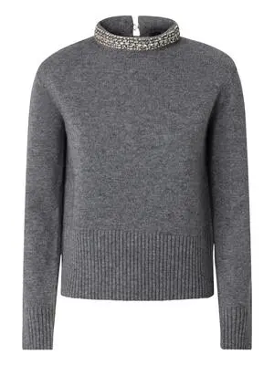 Pinko Embellished Neck Jumper - Gray