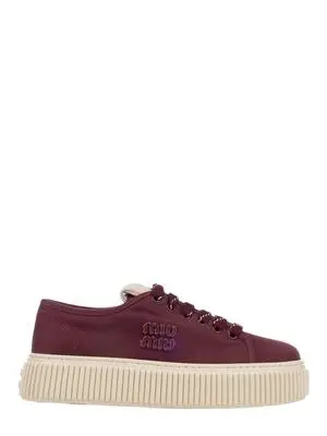Miu Miu Logo Embroidered Lace-up Sneakers - Red