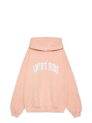 ANINE BING Long-sleeved Hooded Sweatshirt With Lettering - Blush