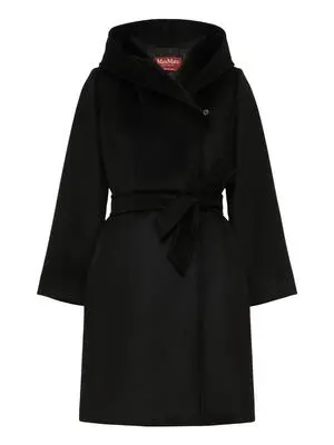 Max Mara Wool Broadcloth Robe Coat - Black