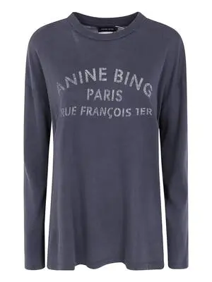 ANINE BING Graphic Long Sleeve T-shirt - Black