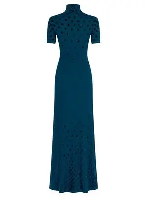 Rabanne Embellished Turtleneck Maxi Dress - Blue