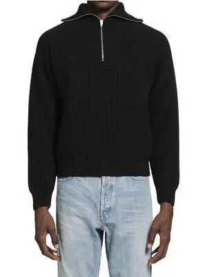 JIL SANDER Half-zip Knitted Jumper - Black