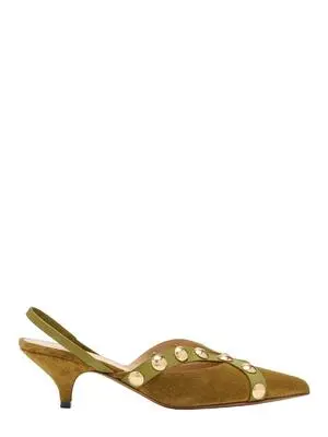 Ulla Johnson Vendome Studded Kitten Heel - Olive