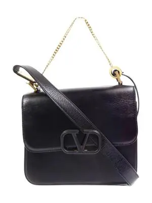 Valentino Garavani V-logo Leather Shoulder Bag - Black