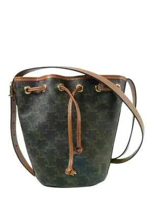 Celine Triomphe Drawstring Bucket Bag - Brown