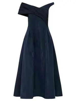 Rebecca Vallance Pleated Off-shoulder Midi Dress - Blue