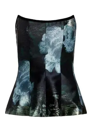 MARKARIAN Lola Floral-brocade Corset Top - Black