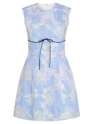MARKARIAN Bonnie Floral-embroidered Striped Mini Dress - Blue