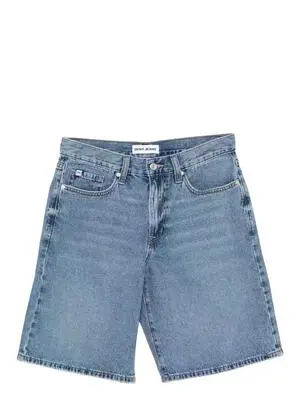 Dkny Logo Patch Denim Shorts - Blue
