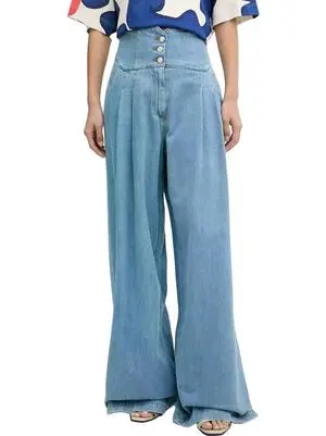 ERMANNO FIRENZE Lace-up Pleated Jeans - Blue