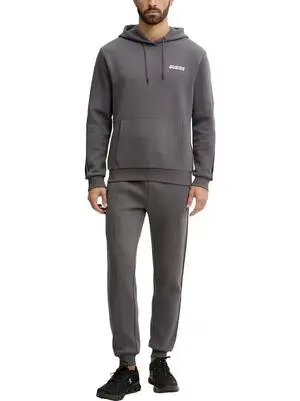 Guess Logo Print Drawstring Hoodie - Grey