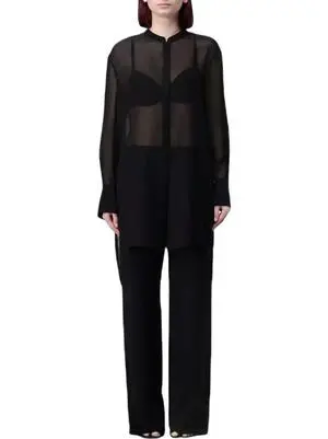 Emporio Armani Semi-sheer Chiffon Shirt - Black