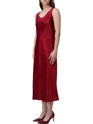 Max Mara Satin Finish Sleeveless Midi Dress - Red