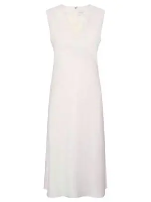 Calvin Klein V-neck Sleeveless Midi Dress - Neutrals