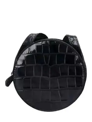 AMI Paris Crocodile-effect Crossbody Bag - Black