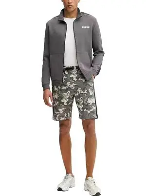 Guess Logo Print Zip-up Sweatshirt - Grey