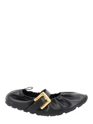 Balmain Anthem Buckle Ballet Flats - Black