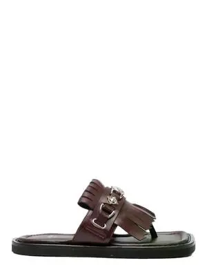 Toga Buckled Fringe Sandals - Red
