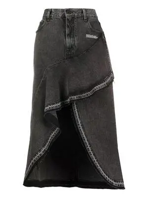 Off-White Asymmetrical Denim Skirt - Grey