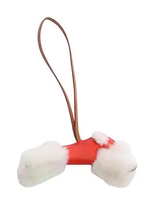 Hermès Lambskin And Shearling Bag Charm Key Chain - Red