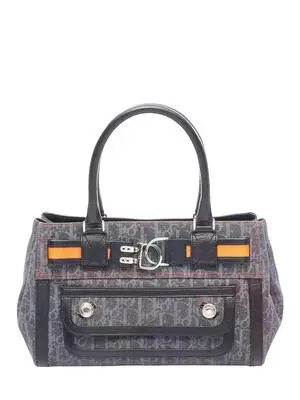 Dior Christian Dior Diorissimo Trotter Denim Flight Handle Bag Blue