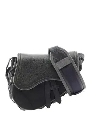 Dior Sacai Mini Nylon And Leather Saddle Crossbody Bag - Black