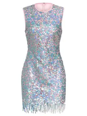 MARKARIAN Galaxie Paillette Embellished Fringed Hem Mini Dress - Blue