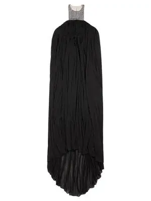 Balenciaga Embroidered Halterneck Maxi Dress - Black