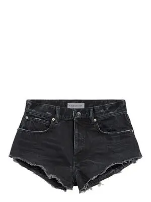 Balenciaga Mini Shorts In Overdyed Denim - Blue