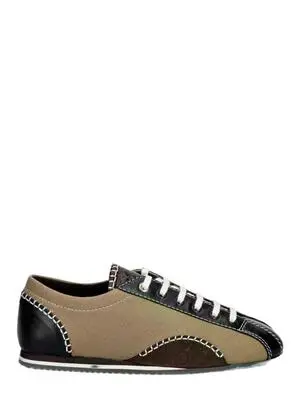 WALES BONNER Paris Contrast-stitch Leather-panelled Sneakers - Neutrals