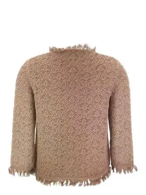 KANGRA Embroidered Fringe-trimmed Cardigan - Neutrals