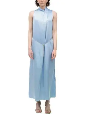 Hugo Satin Chain-belt Maxi Dress - Blue