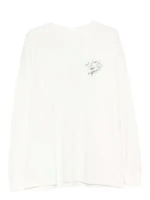 Drole De Monsieur Slogan-print Long-sleeves T-shirt - White