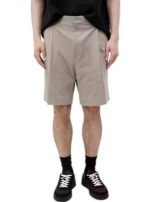 Hugo Seersucker Pleated Shorts - Neutrals