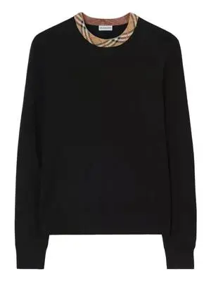Burberry Check-trim Wool Sweater - Black