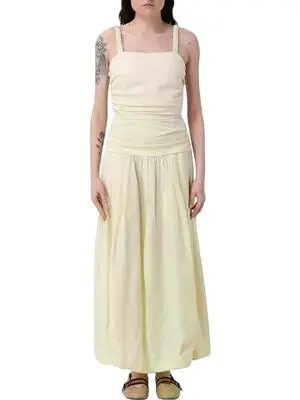 TELA Ruched Maxi Dress With Bow Detail - Yellow