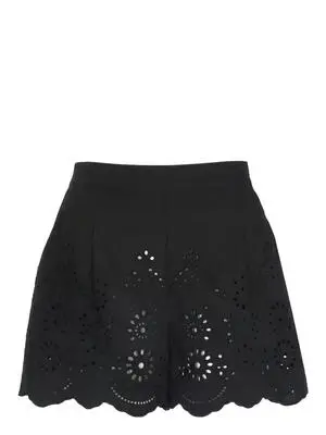 MC2 SAINT BARTH Embroidered Cotton Shorts - Black