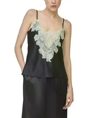 Rosie Assoulin Lace Trimmed V-neck Tank Top - Black