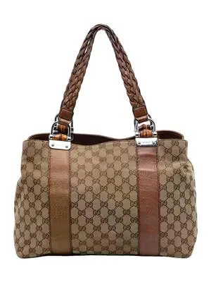 Gucci Gg Canvas Bamboo Libeccio Tote Bag - Neutrals